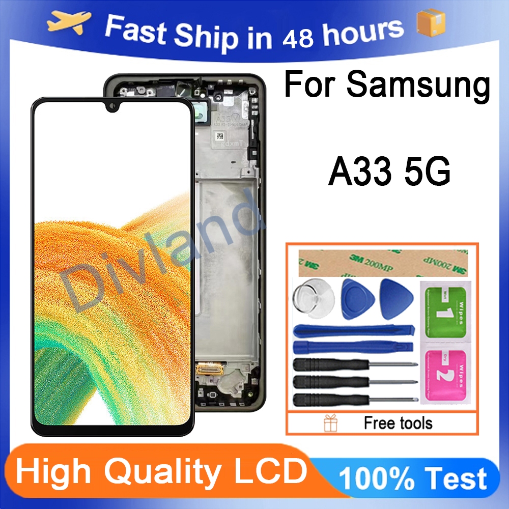 Original AMOLED OLED TFT Samsung Galaxy A33 5G LCD Display Touch Screen With Frame Replacement ...