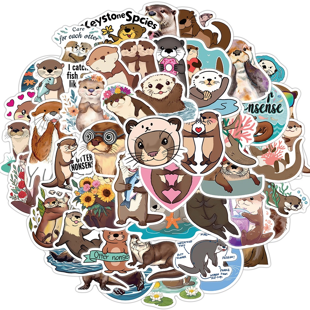 [Large Sticker]50pcs Cute Animal Cartoon Otter Stickers DIY Phone ...