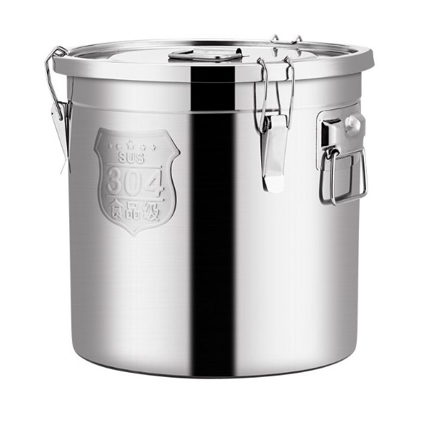 304 Metal stainless steel closed food rice storage container against ...