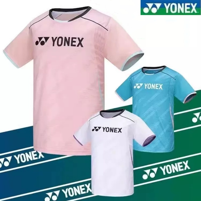 YONEX 2024 new sports shirt for boys and girls, quick drying sweat absorbing short sleeved ...