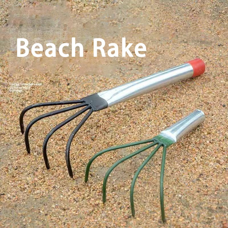 Beach Rake Stainless Steel 4-Track Rake Small Agricultural Iron Rake ...