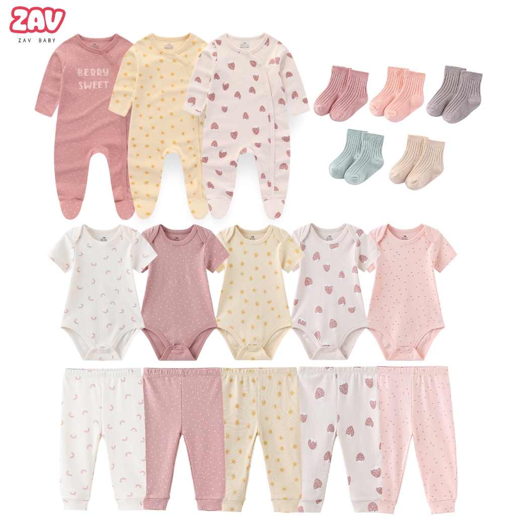 Baby Romper Set 18-Pieces Baby Clothing 100%Cotton Infant Essentials ...