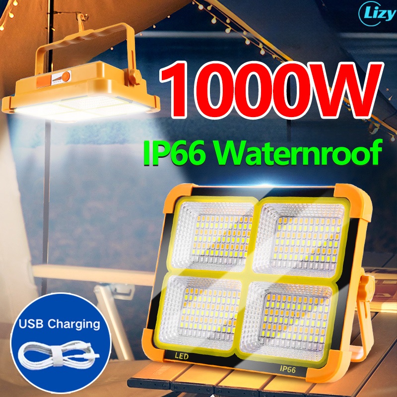 LIZY Solar Emergency Light 1000W Solar Flashlight Rechargeable Outdoor ...
