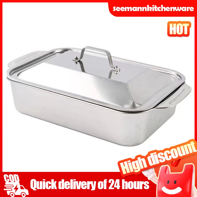 5pcs 304 stainless steel grilled fish plate rectangular household ...