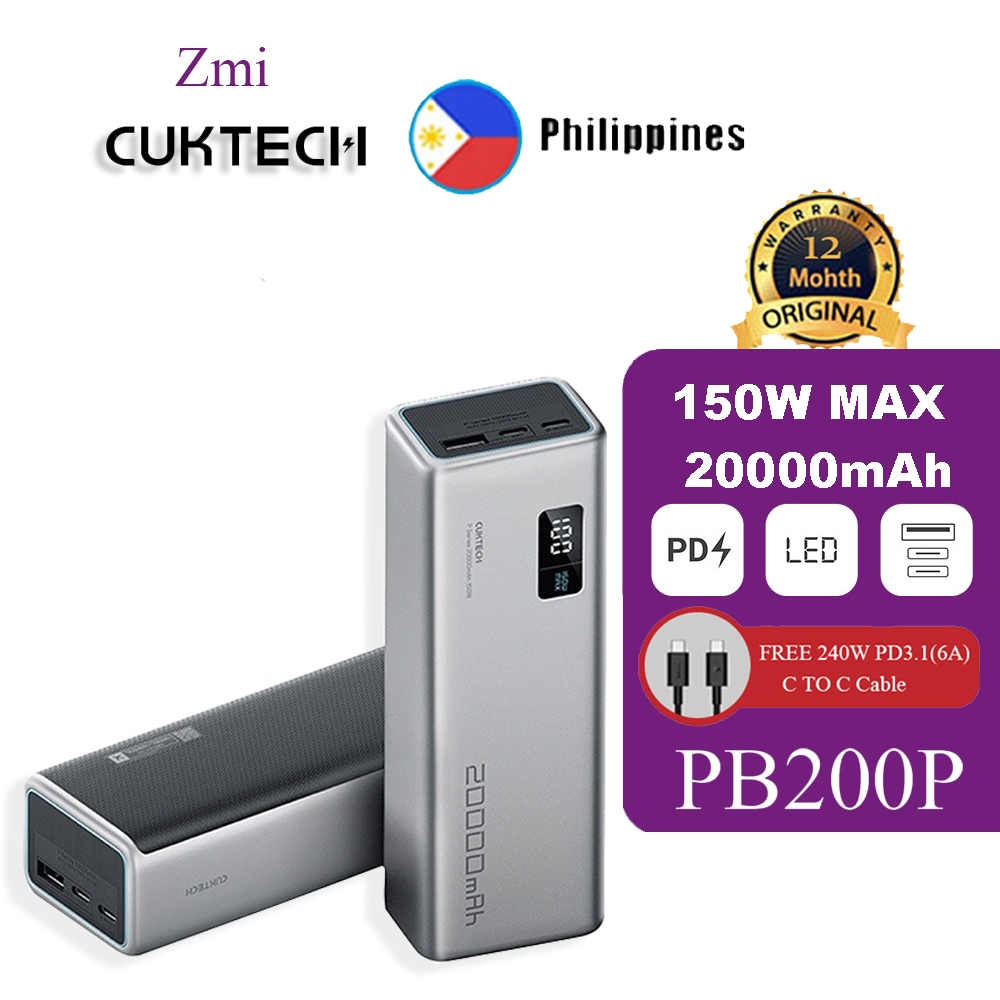 ZMI CUKTECH PB200P Power Bank 20000mAh 150W 3-Port Output Portable Screen Display Power Bank ...