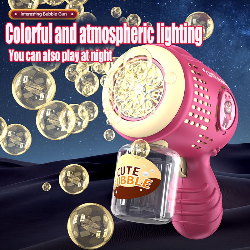 Fully automatic bubble gun with lighting for children outdoors (with: 4 * battery+1 * bubble ...