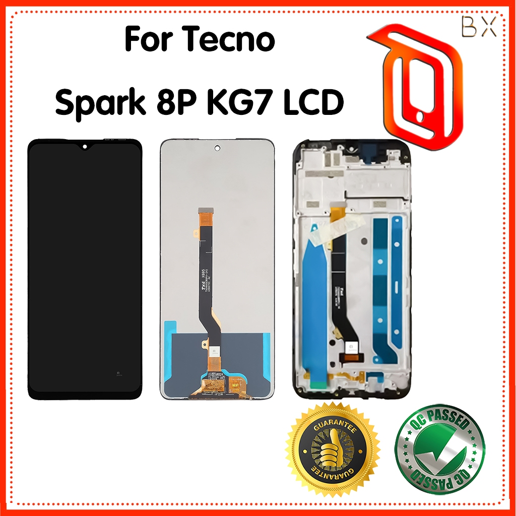 For Tecno Spark 8P KG7H, KG7, KG7n LCD Display Touch Panel Screen Digitizer With Frame Assembly ...