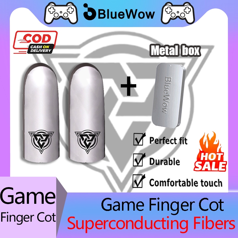 BlueWow Flying Shark Silver Cloth Fiber Gaming Finger Sleeve for PUBG Breathable Fingertips ...