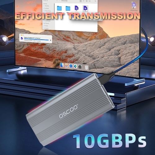 OSCOO M2 NVMe SSD Case 10Gbps SSD Box to USB 3.2 RGB Enclosure Type-A to Type-C Cable for M.2 ...