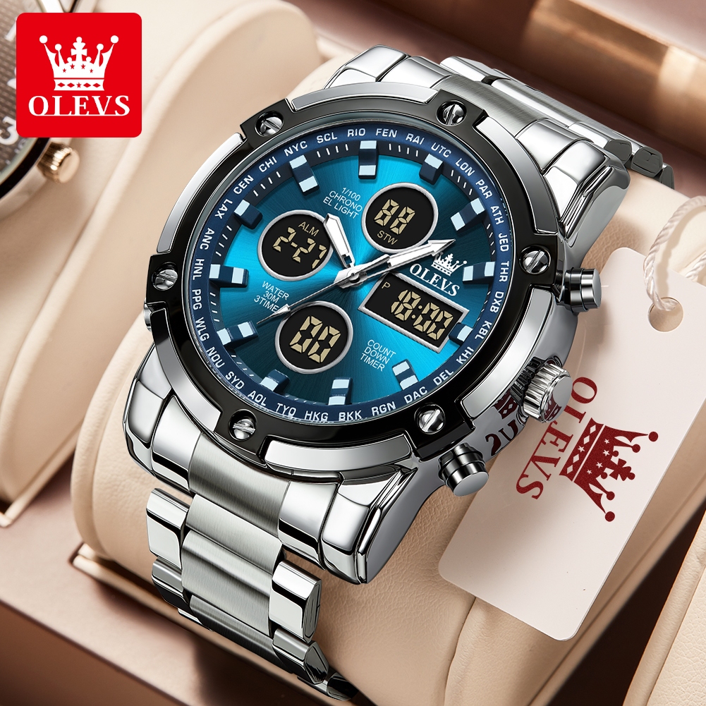 OLEVS Electronic Watch For Men Waterproof Original Quartz Multifunction ...