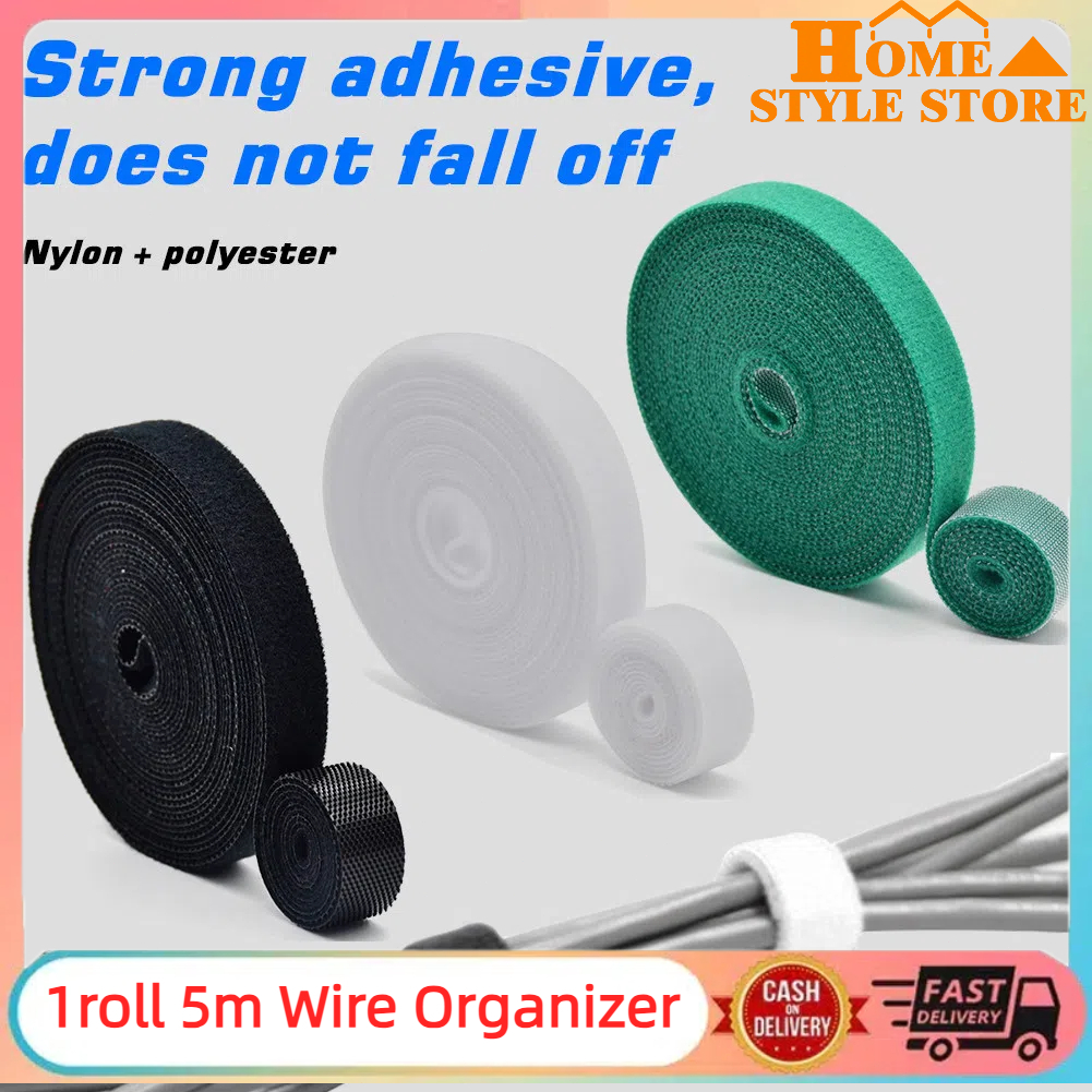 1roll 5m Velcro Cable Ties Wire Adhesion Self-adhesive Magic Tape Anti ...