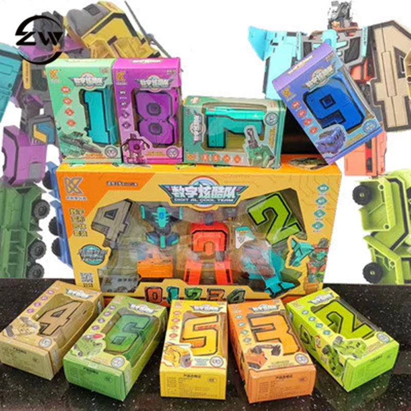 ZW Enlarge 0-9 numbers Authentic digital transformation robot toy ...