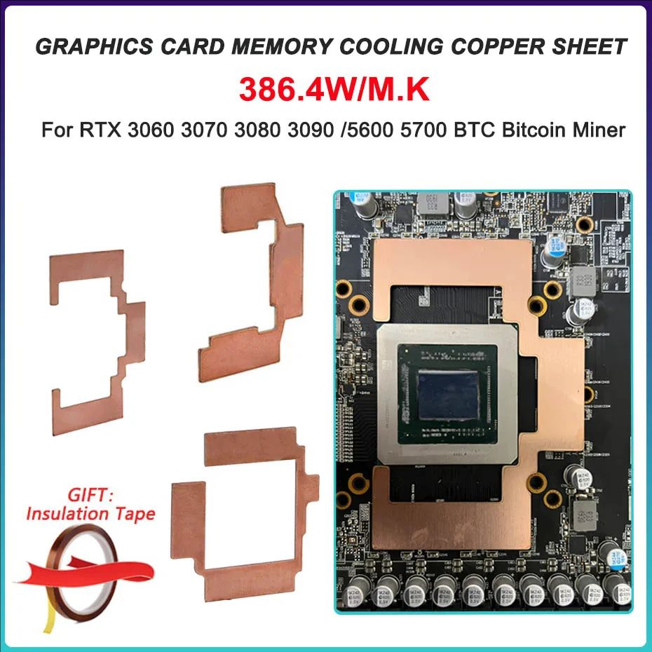 GPU RAM Copper Heat Sink For Radiator Memory Miner BTC RTX 3060 3070 ...