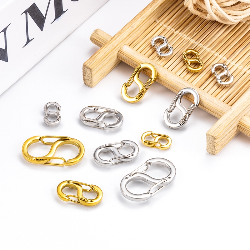 Polished Stainless Steel Gold S-shaped Spring Lock Double Hook Clasps ...