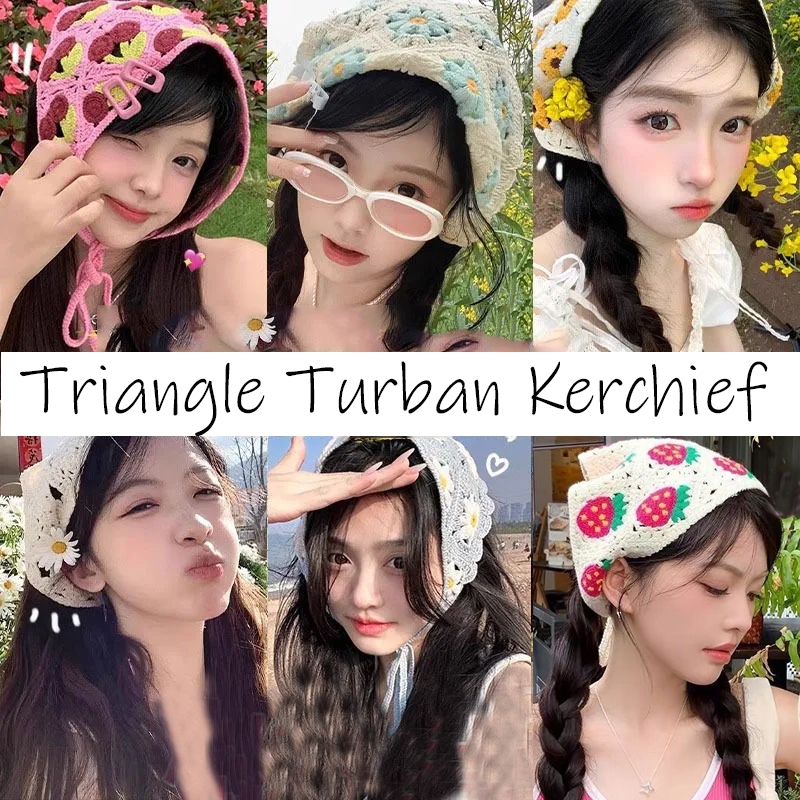 Colorful Triangle Turban Head Kerchief Cotton Hair Bandana Headwear ...