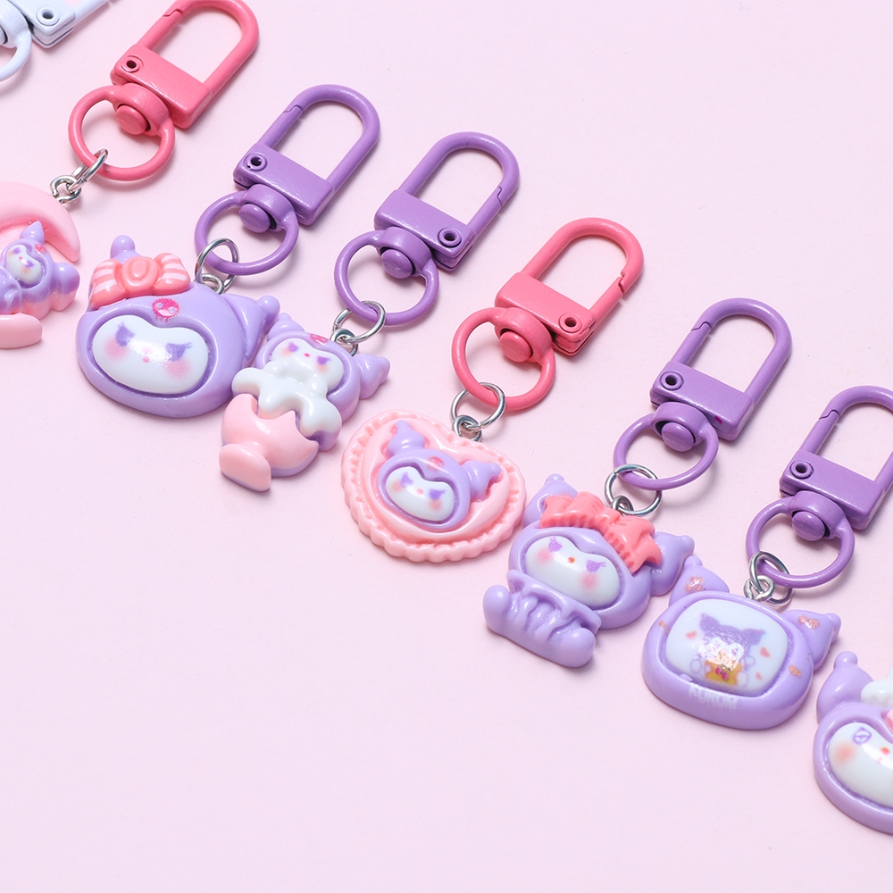 1pcs purple animals cat Resin Keychains Trinkets Phone Pendant bag Key ...