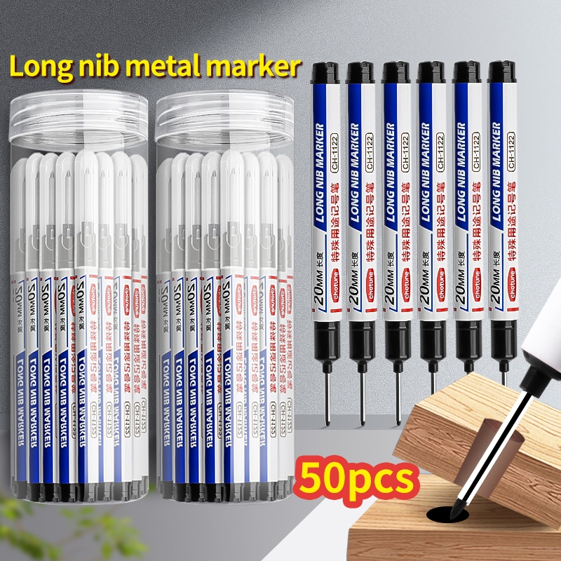 20mm Waterproof Permanent long nib metal Marker Pen Black Red ...