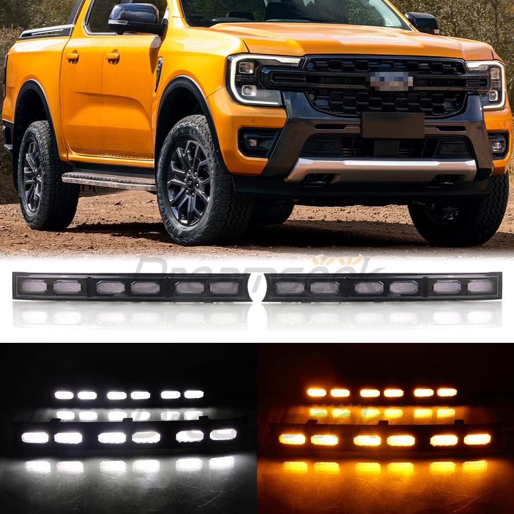 2PCS LED Front Grille Light DRL for Ford Ranger Wildtrak 2022 2023 2024 ...