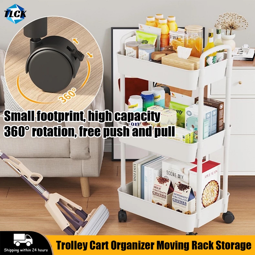 Rolling Trolley Multi-storey Cart Storage Shelf Movable Rack vegetable ...