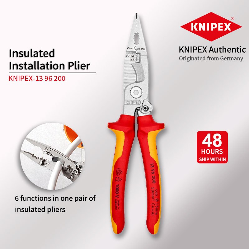 KNIPEX 13 96 200 6 in 1 Multifunctional Insulated Plier for Wire ...