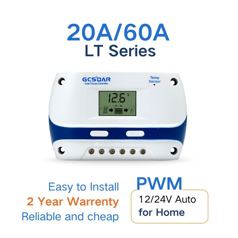 Gcsoar PWM solar charge controller 20A 12V 24V / 60A 48V LCD Solar Charger Gel Battery Regulator ...
