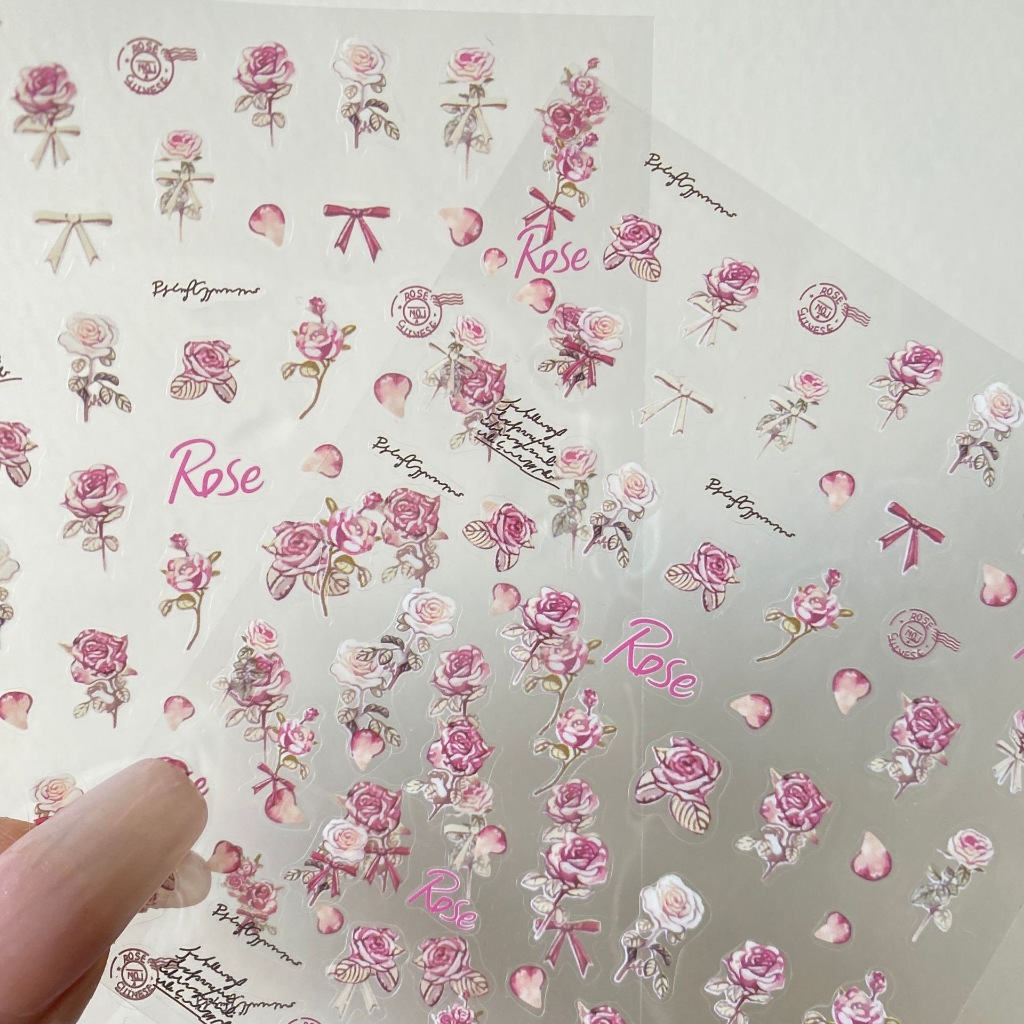 Red Rose Nail Stickers Vintage Flower Sticker Pen Stick Sticker DIY ...