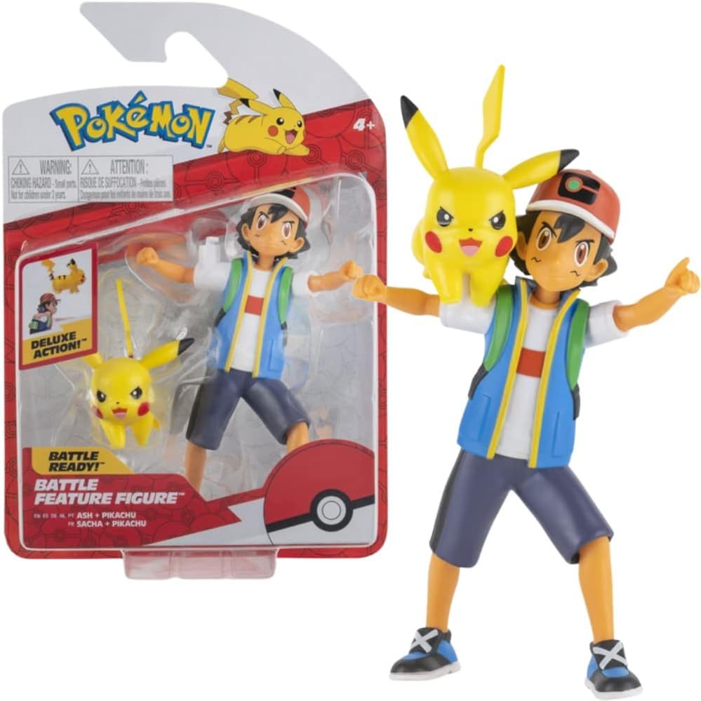 Pokemon Battle Feature Figure - 4.5-Inch Ash and Pikachu, red | Shopee Philippines