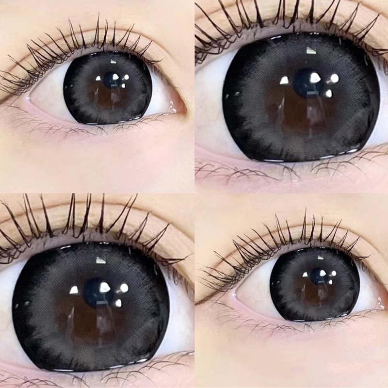 O2Girl (COD) 2Pcs Power(0~-8.00) Black Colored Contact Lens Natural ...