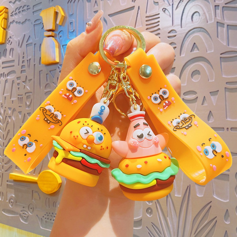 Cartoon SpongeBob & Krabby Patty Doll Keychain Squidward Patrick Doll ...