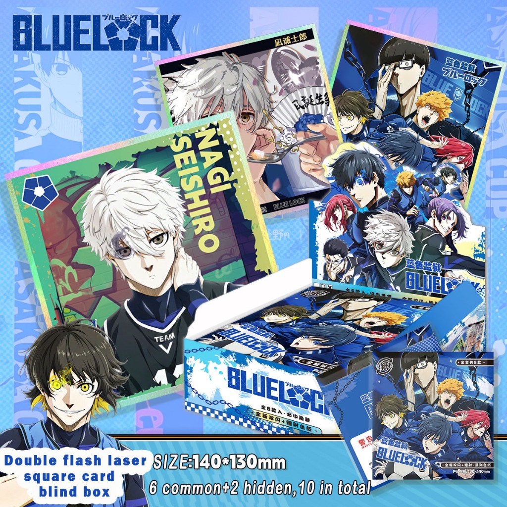 8PCS Blue Lock Square Thick Card Nagi Seishiro Rare laser card Anime ...