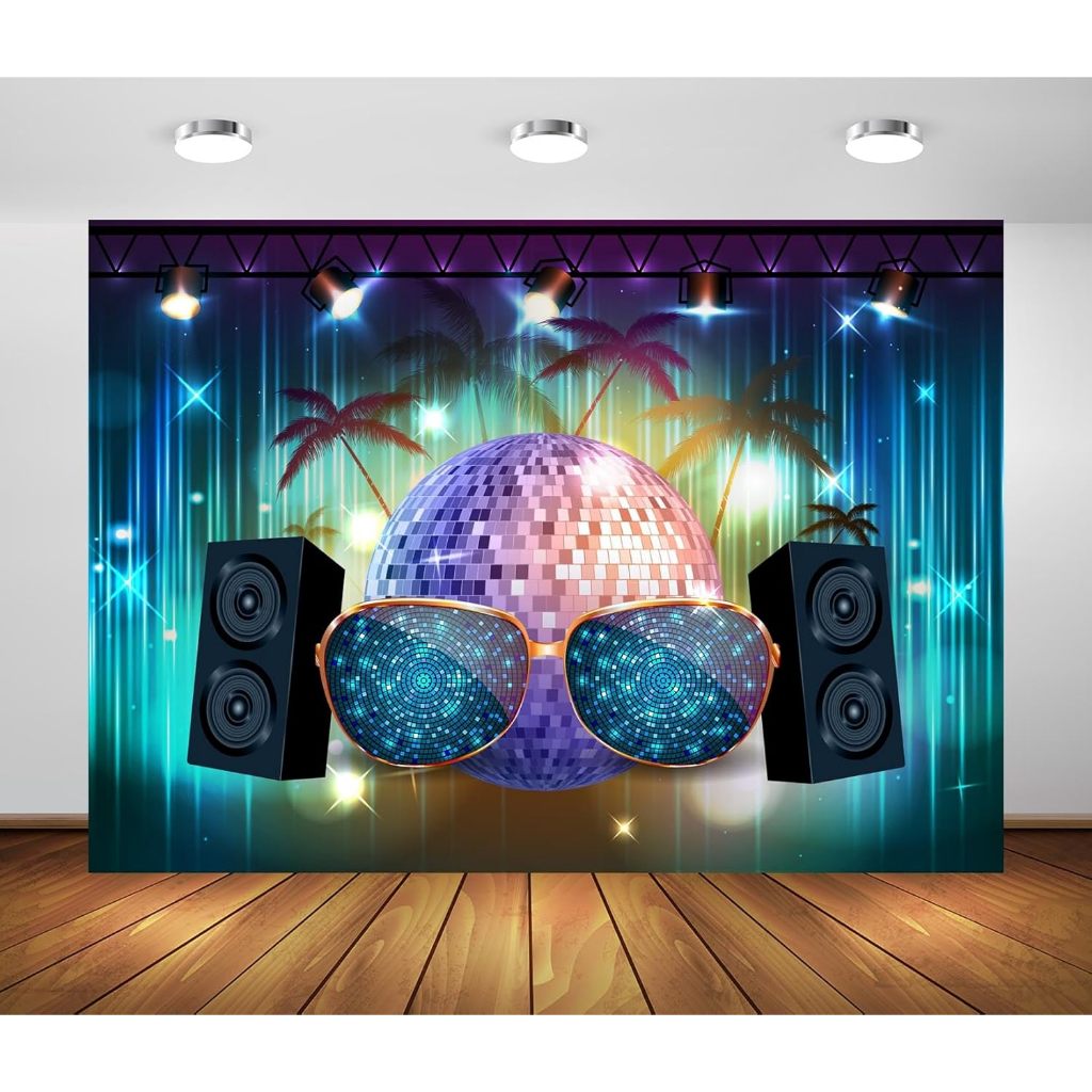 7x5ft Fabric Disco Photography Backdrop Disco Ball Boombox Dance Stage ...