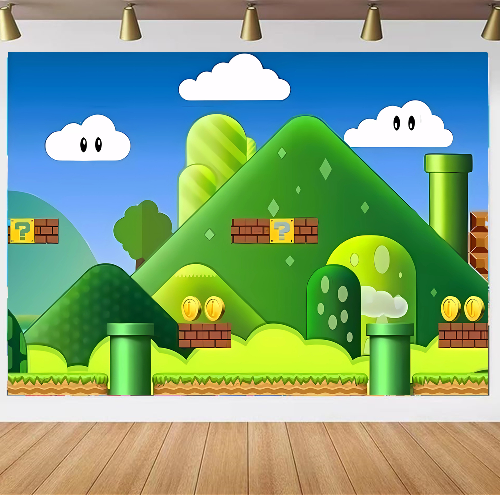 Super Mario Brother Photo Backdrop Video Game Happy Birthday ...