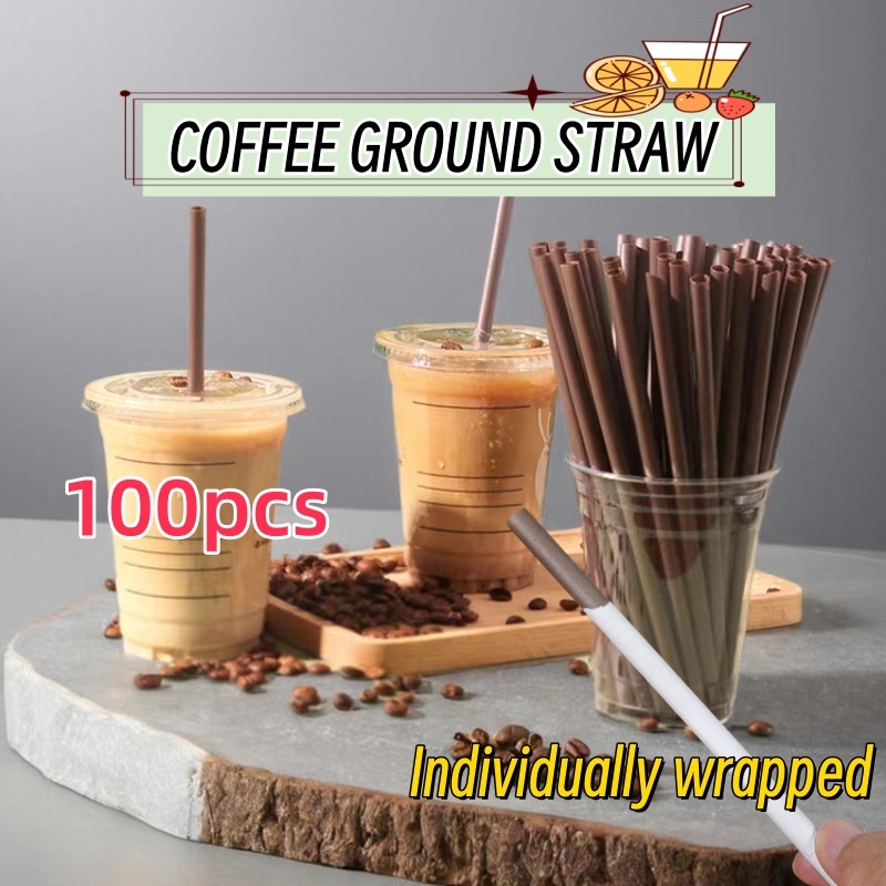 100pcs 6mm Coffee Straw , coffee ground straw , Individually Wrapped ...