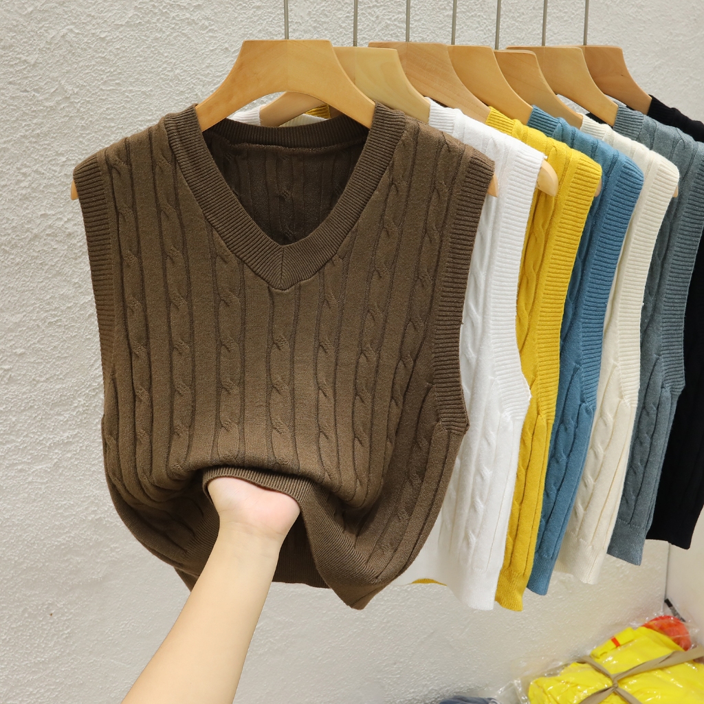 Short Vest Women's New Style V-Neck Western Style All-Match Knitted Top ...