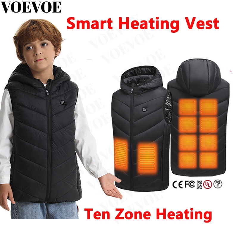 VOEVOE Heated Vest For Children,USB Electric Vest with 10 Heating Zones, (Battery Pack Not ...