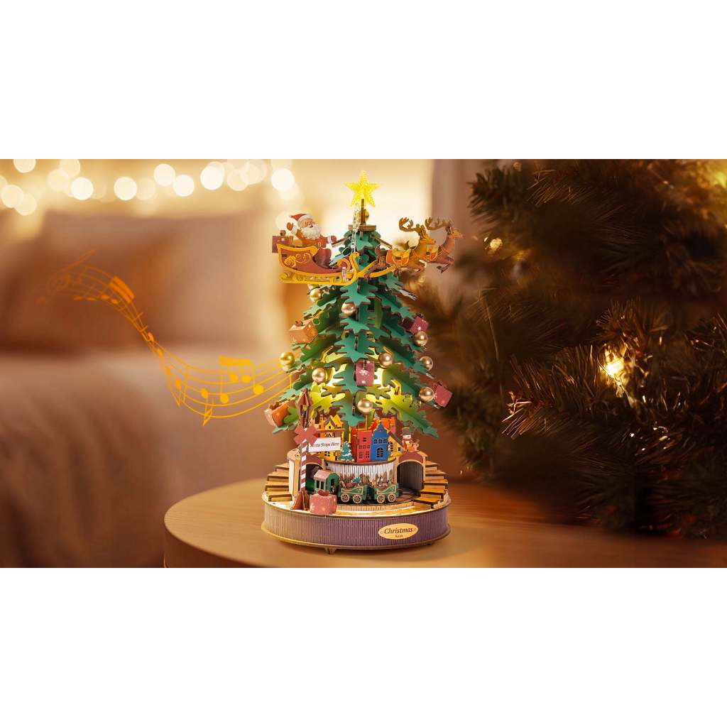 ROBOTIME Christmas Melody Tree Model Kits Music Box 3D Wooden Puzzles ...