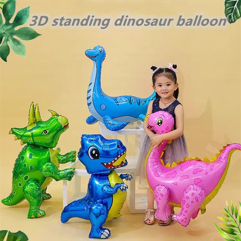 Jurassic Cartoon 3D Standing Large Dinosaur Foil Balloon Tyrannosaurus ...