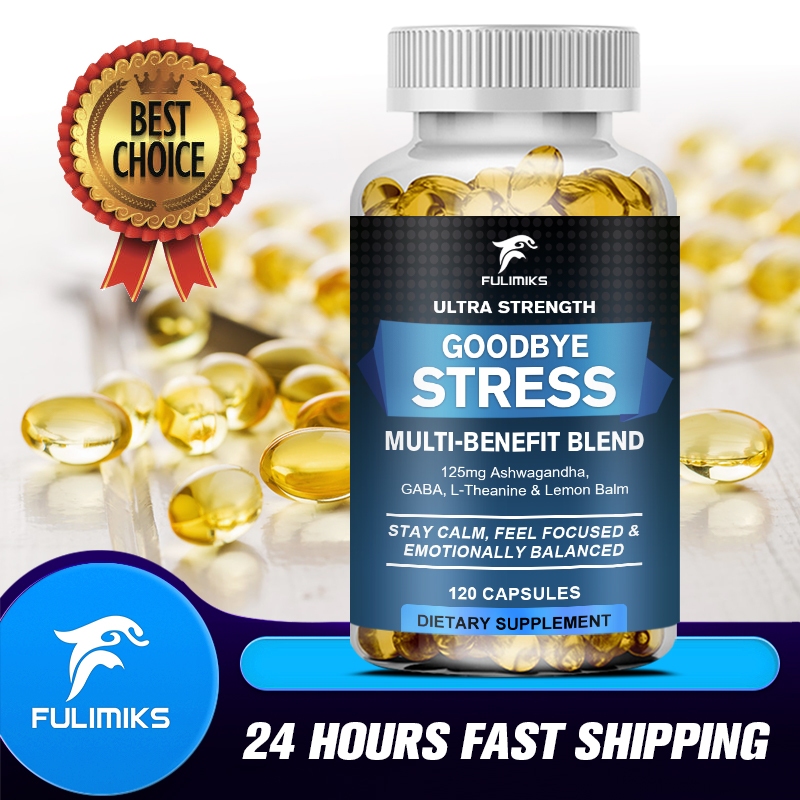 Ultra-Strength Goodbye Stress Softgels with GABA, Ashwagandha, L ...