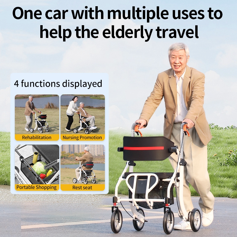 2 in 1 Walker Wheelchair Combo - Foldable Aluminum Rollator with ...