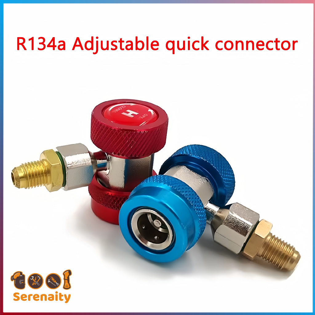 R-134a Car Aircon Adaptor Quick Coupler (Angled Type) Manifold Gauge ...