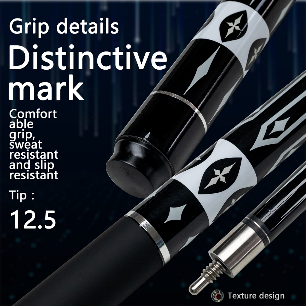 Premium Black Composite Billiard Cue Stick – 12.5mm Leather Tip ...