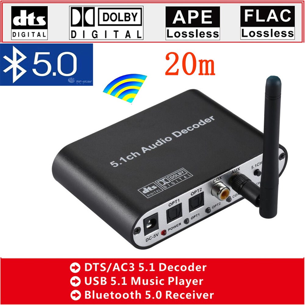 ⭐DAC615 DTS Digital 5.1 Audio Decoder Converter Gear DAC Bluetooth BT 5 ...