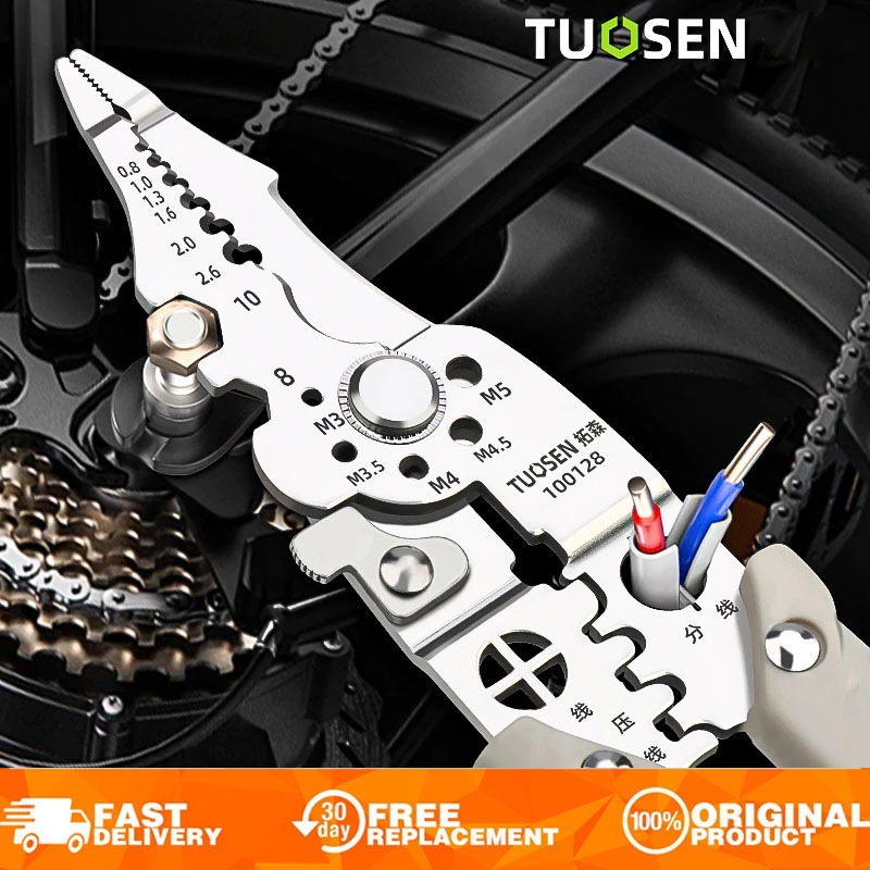 TUOSEN Ten functions in one pliers wire stripper crimping tool wire ...