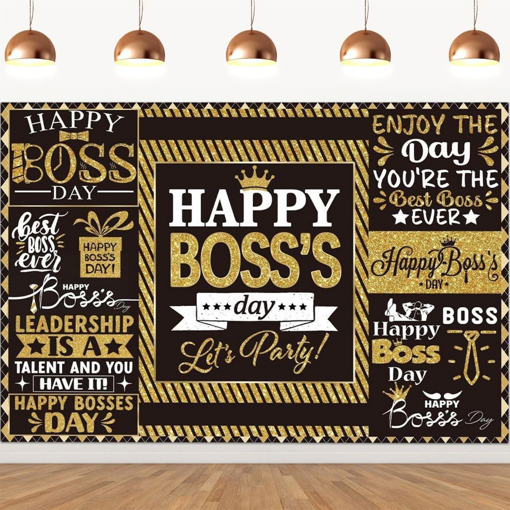 7x5ft Happy Boss's Day Backdrop Black and Gold Best Boss Ever ...