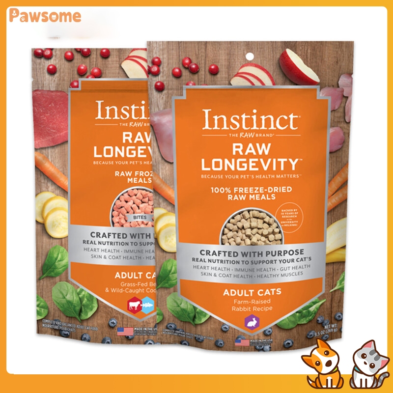 Instinct Cat Raw Longevity Adult Freeze-Dried Farm-raised Rabbit Beef ...