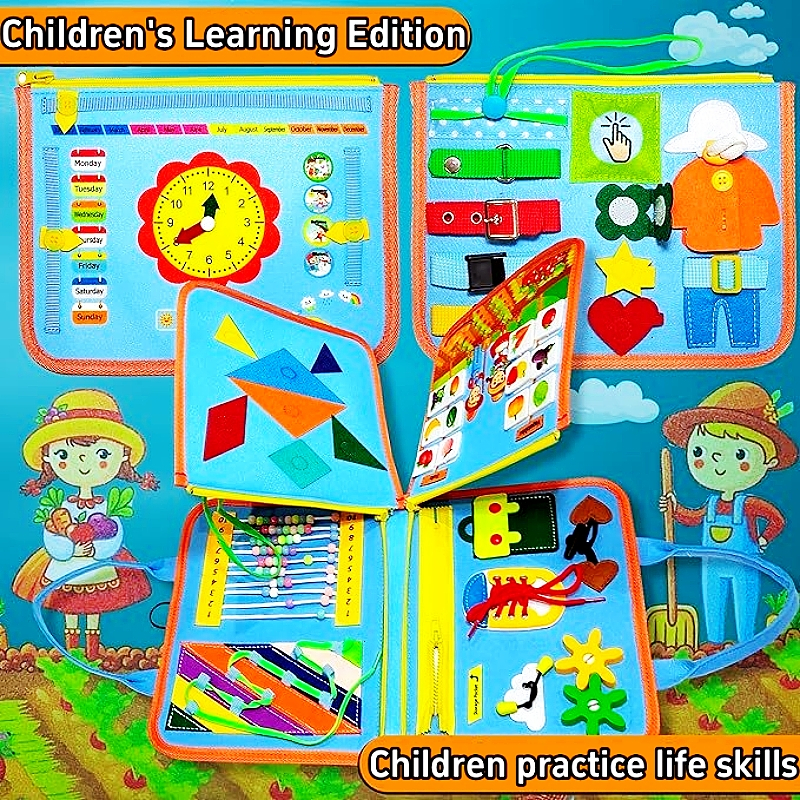 Kid Basic Life Skills Toys Montessori Busyboard Sensory Toys Toddlers ...