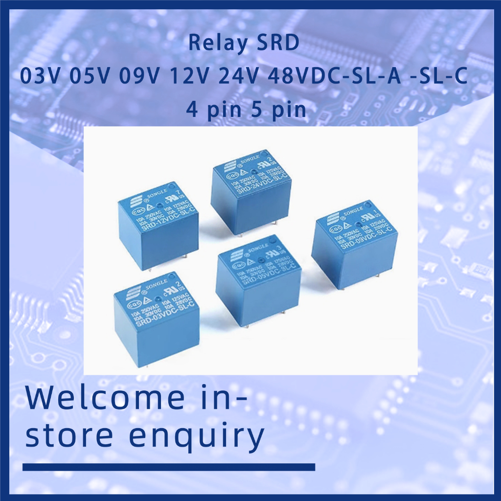 5pcs Relay SRD-03V 05V 09V 12V 24V 48VDC-SL-A -SL-C 4 pin 5 pin ...