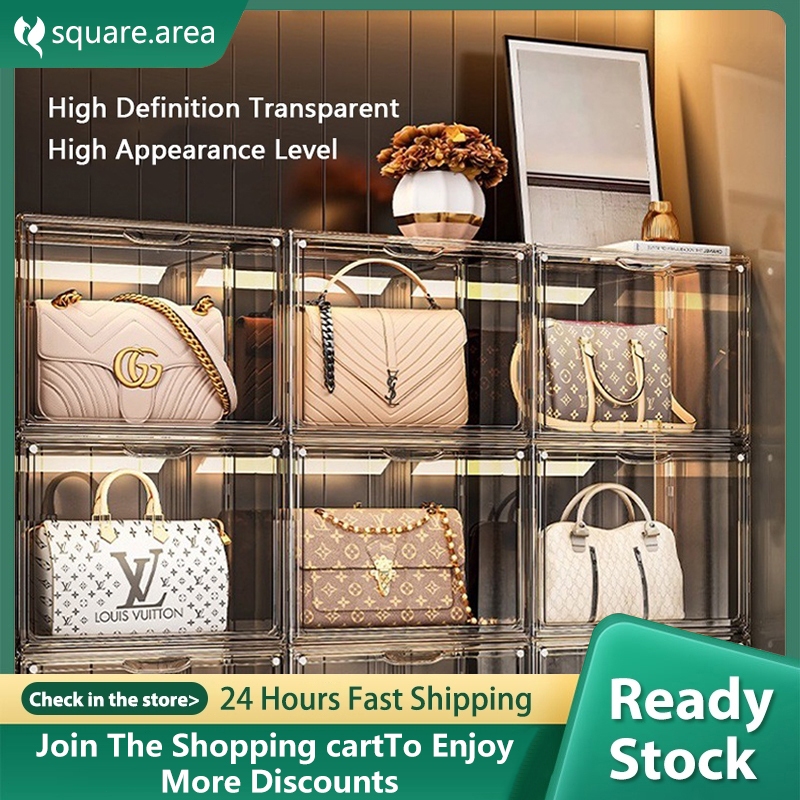 Full Transparent Magnetic Storage Box Handbag Storage Box Books Storage ...