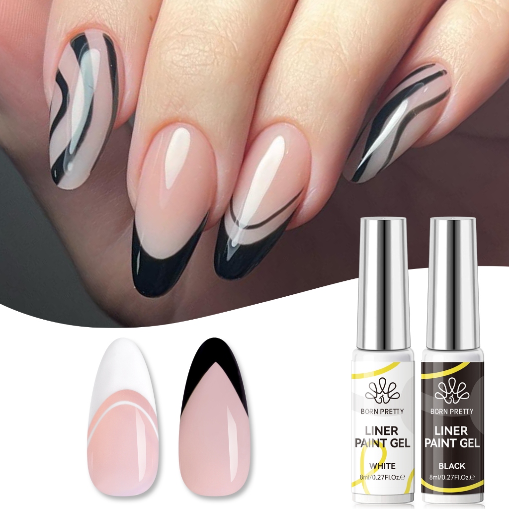 Born Pretty Liner Gel Polish Set Black White Painting Nail Art | Shopee ...