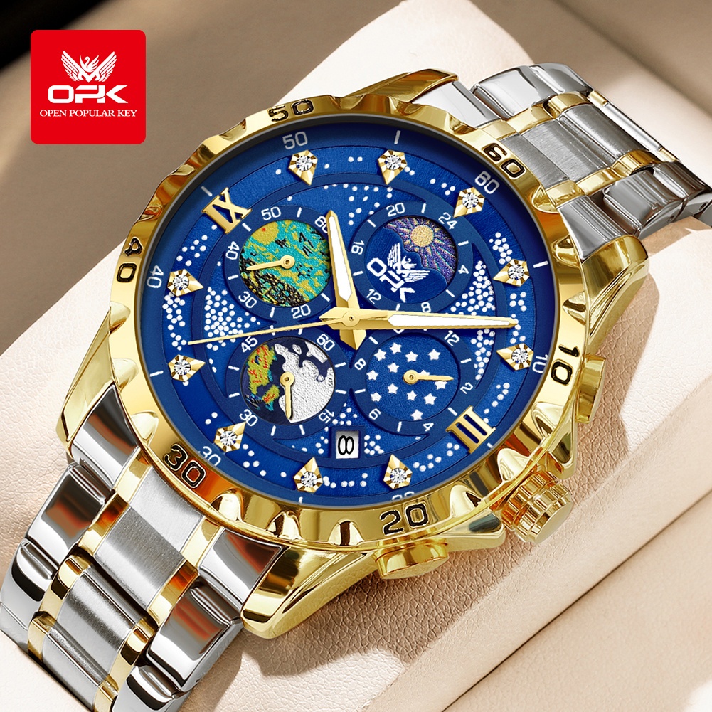 OPK Watch For Men Waterproof Original Quartz Luminous Date Chronograph ...